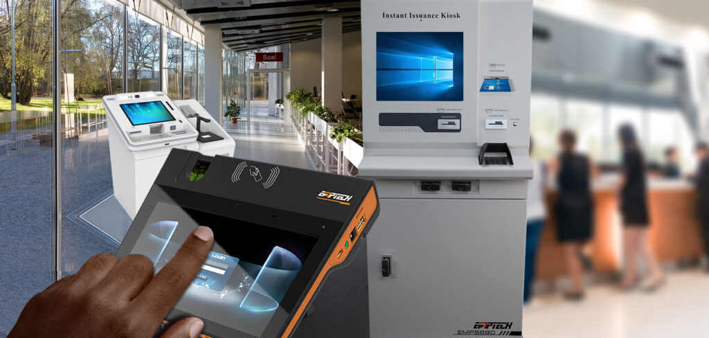 Banking solutions – customers at teller window – EmperorTech Americas